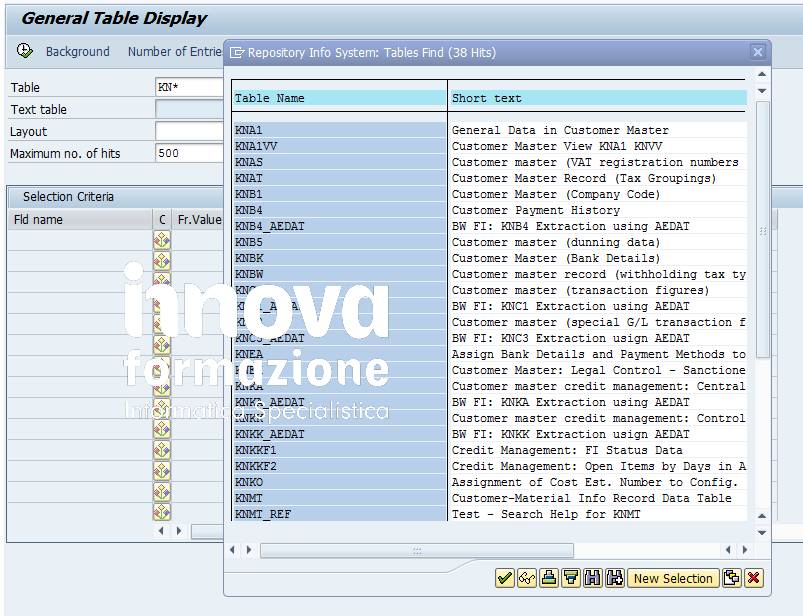 Tabelle SAP - Innovaformazione - Informatica specialistica